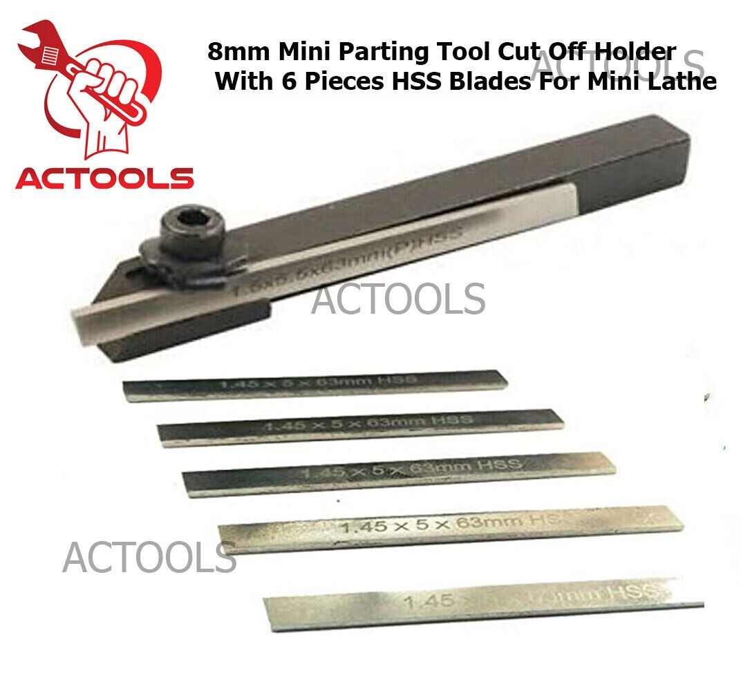 8mm Mini Parting Tool Cut Off Holder With 6 Pcs HSS Blades For Mini ...