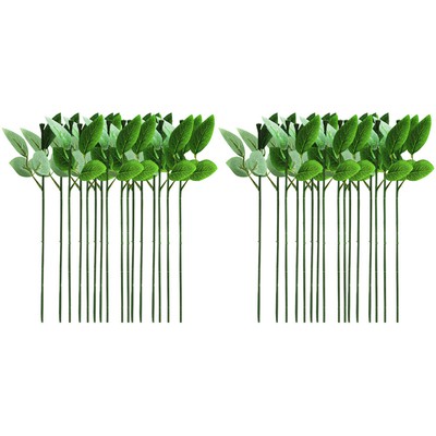 40 Pcs Plastic Rose Stem Faux Roses Wedding Bouquet Wire of Flowers | eBay