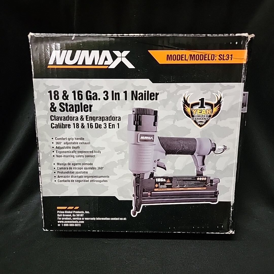 Numax SL31 Pneumatic 3-in-1 Air Nailer and Stapler Brand New in Box ...