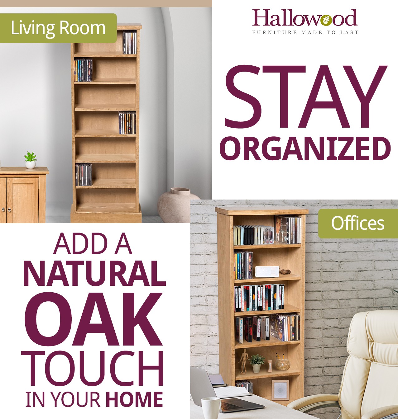 CD Storage Rack, Wooden Shelving Tower Unit, Oak Display Cabinet ...