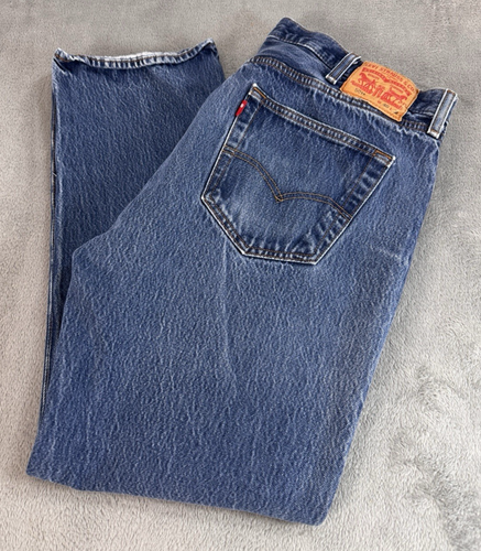 Levis 501 Jeans Mens 38x29 Blue Denim Button Fly Workwear/ Casual ...