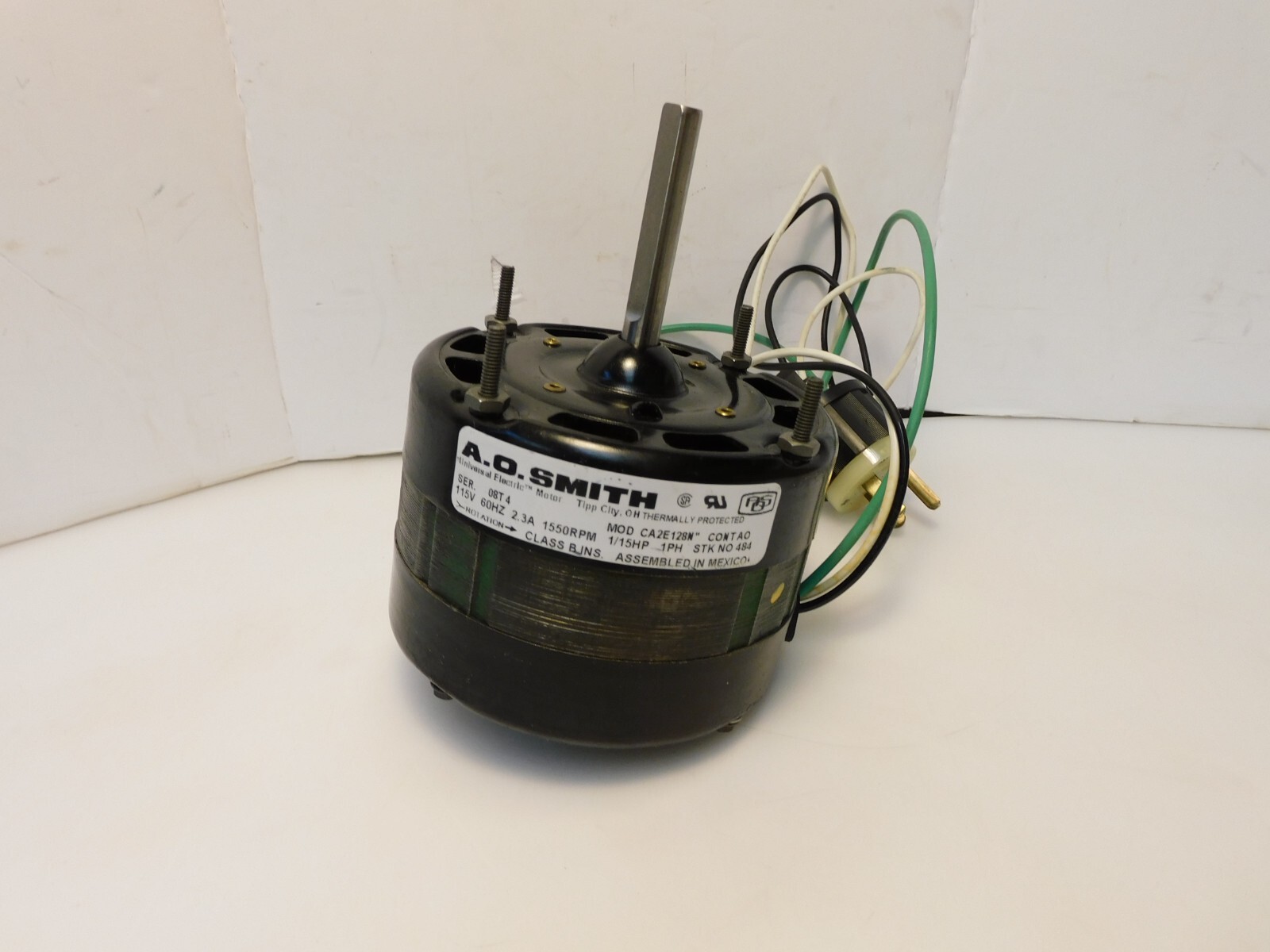 A.O. SMITH 484 ELECTRIC MOTOR CA2E128N" 115V 60Hz 2.3A 1550RPM 1/15 HP ...