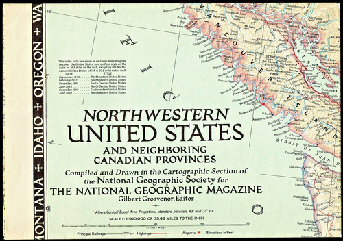 ⫸ 1950-6 June Map NW Northwestern United States US National Geographic ...
