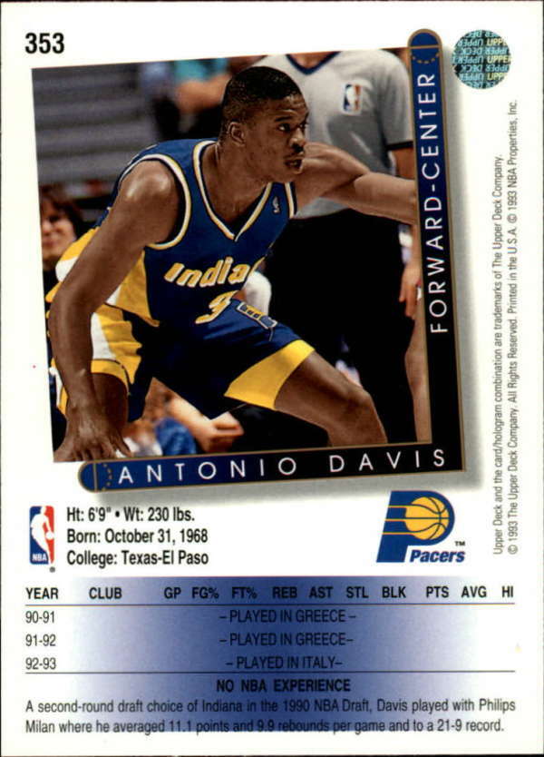 1993-94 Upper Deck - #353 Antonio Davis (RC) for sale online | eBay