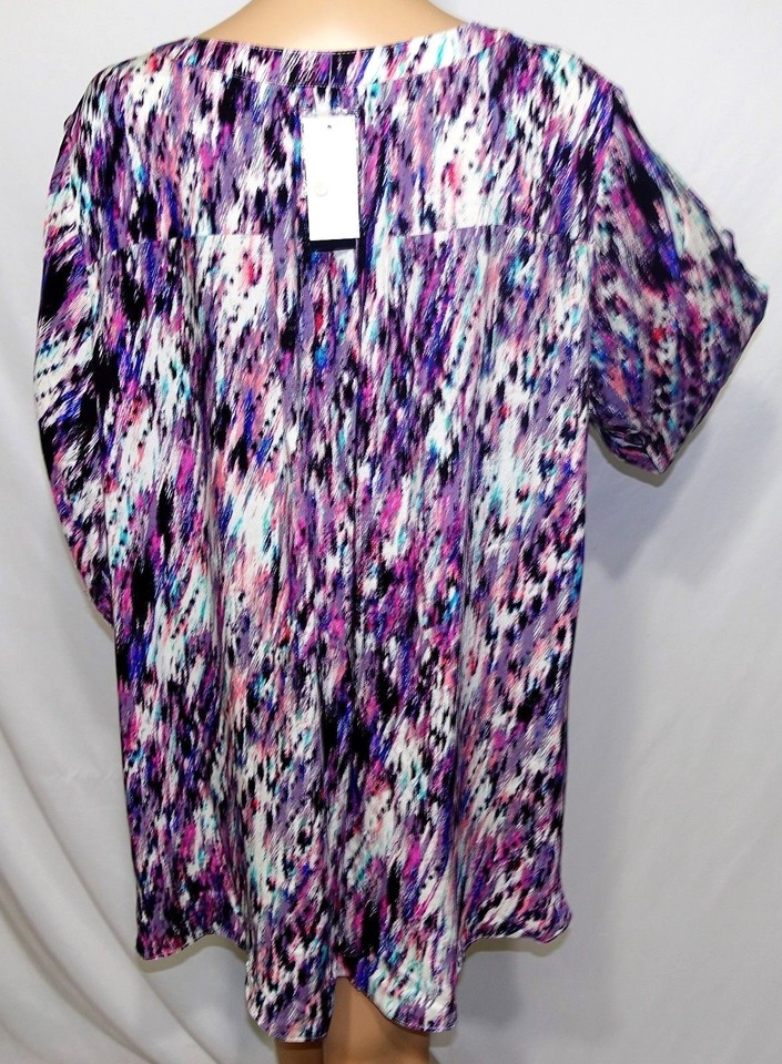 Premise Studio Women Plus Size 0x 1x 2x 3x Pink Black Tunic Top Blouse Shirt | eBay
