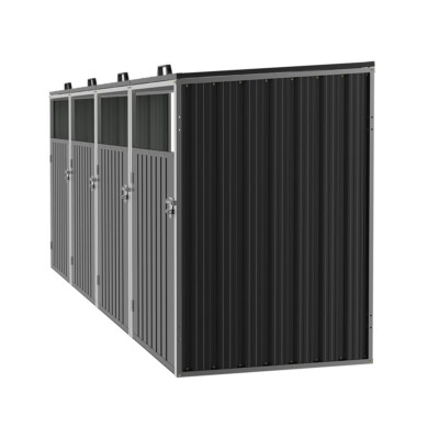 Quadruple Wheelie Bin Storage Metal Store Cover Garden Rubbish Dustbin ...