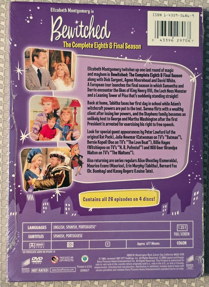 NEW Bewitched The Complete Eighth & Final Season, 4 DVD Set Elizabeth ...