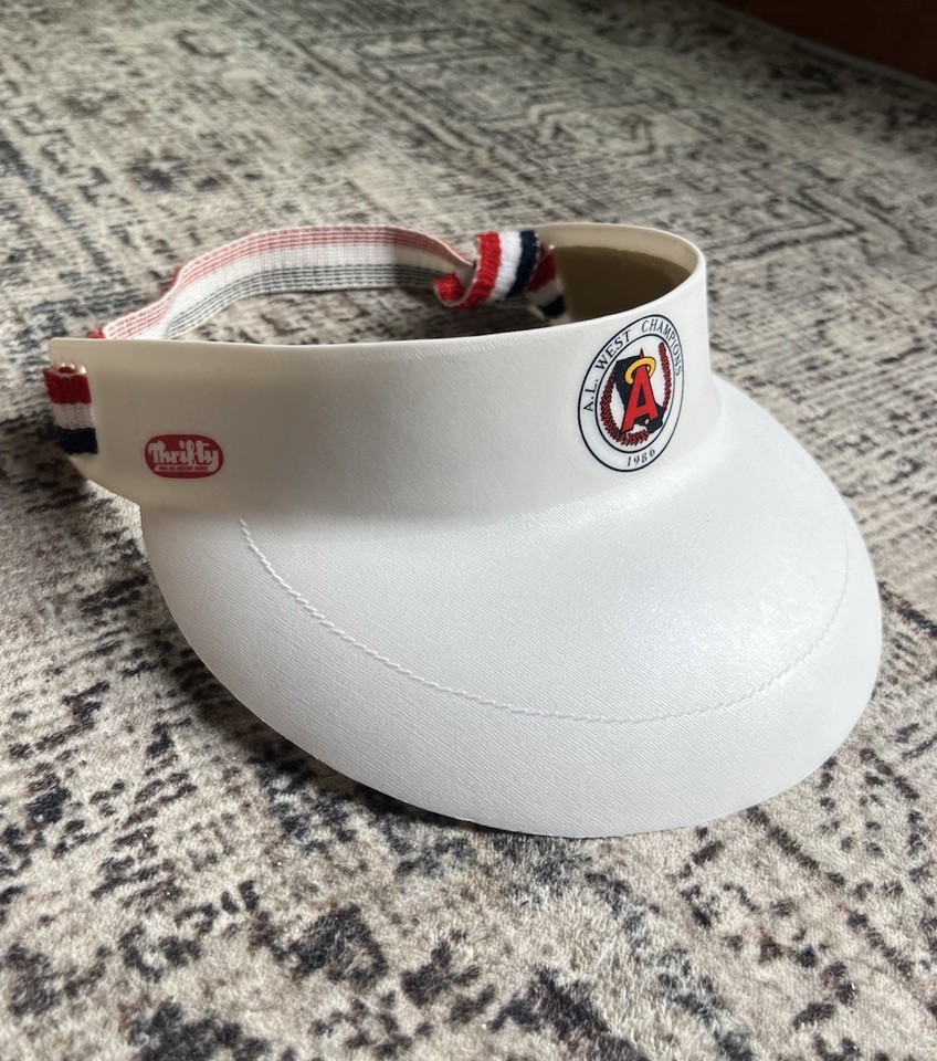 Vintage California ANGELS 1986 AL West Champions White Visor Polaroid ...