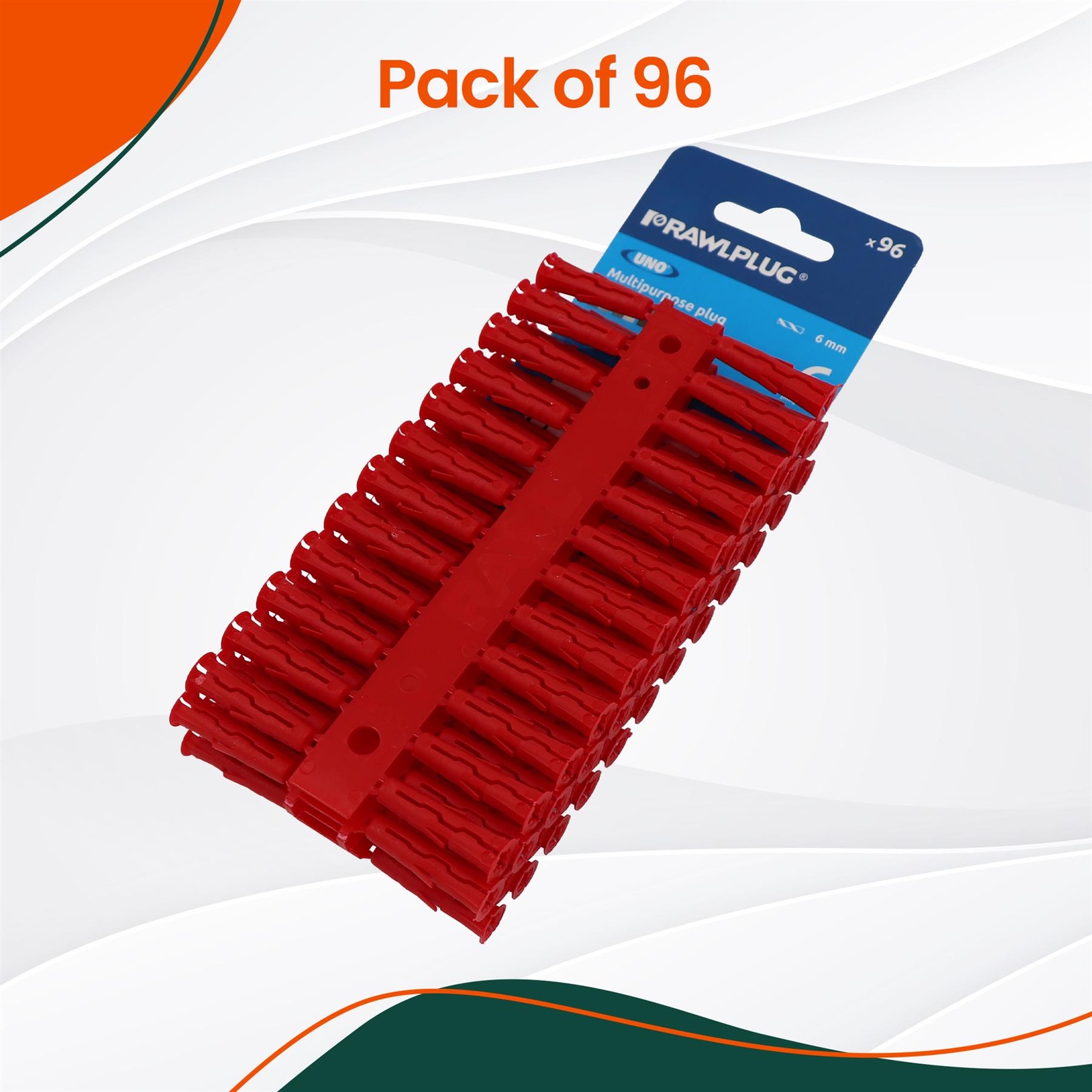 96 x Red Screw Wall Fixing Rawl Plugs for Plasterboard Brick Concrete ...