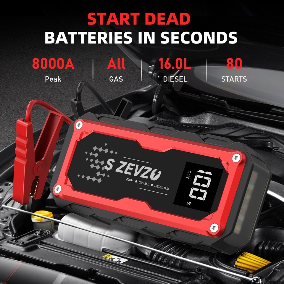 8000A Peak Car Jump Starter 12V Portable Jumper Box Battery Charger ...