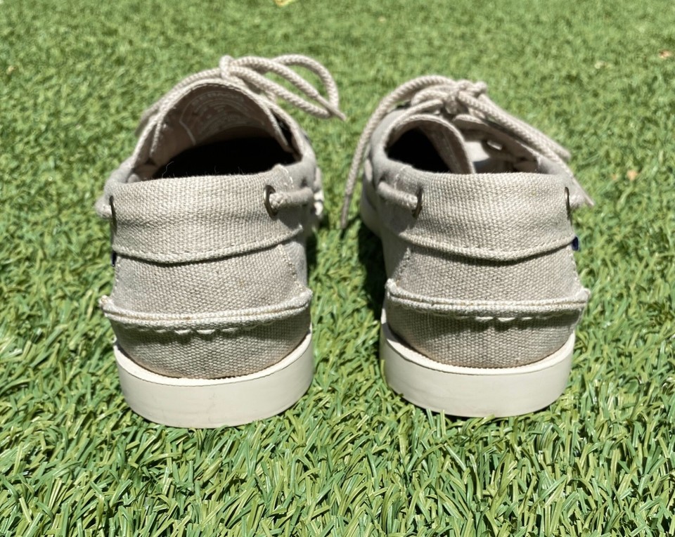 New with Box! SEBAGO Docksides Beige Taupe Canvas Men's Sz 7.5 | eBay