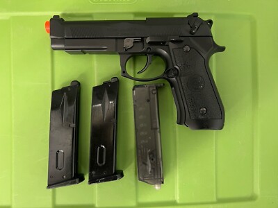HFC M9/M190 BERETTA BLOWBACK GREEN GAS AIRSOFT HAND GUN PISTOL, MAGS ...