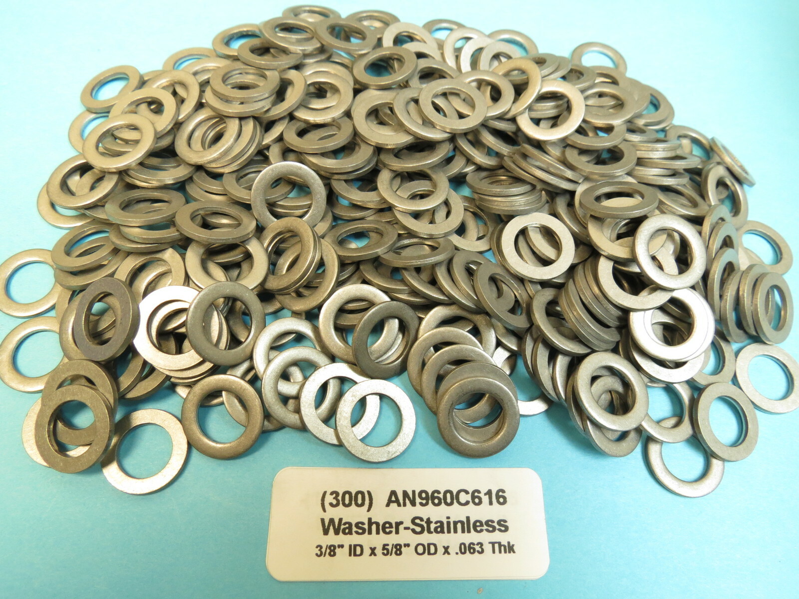 (300) 3/8 x 5/8 x .063 Thick Stainless Steel Washers AN960C616 ...