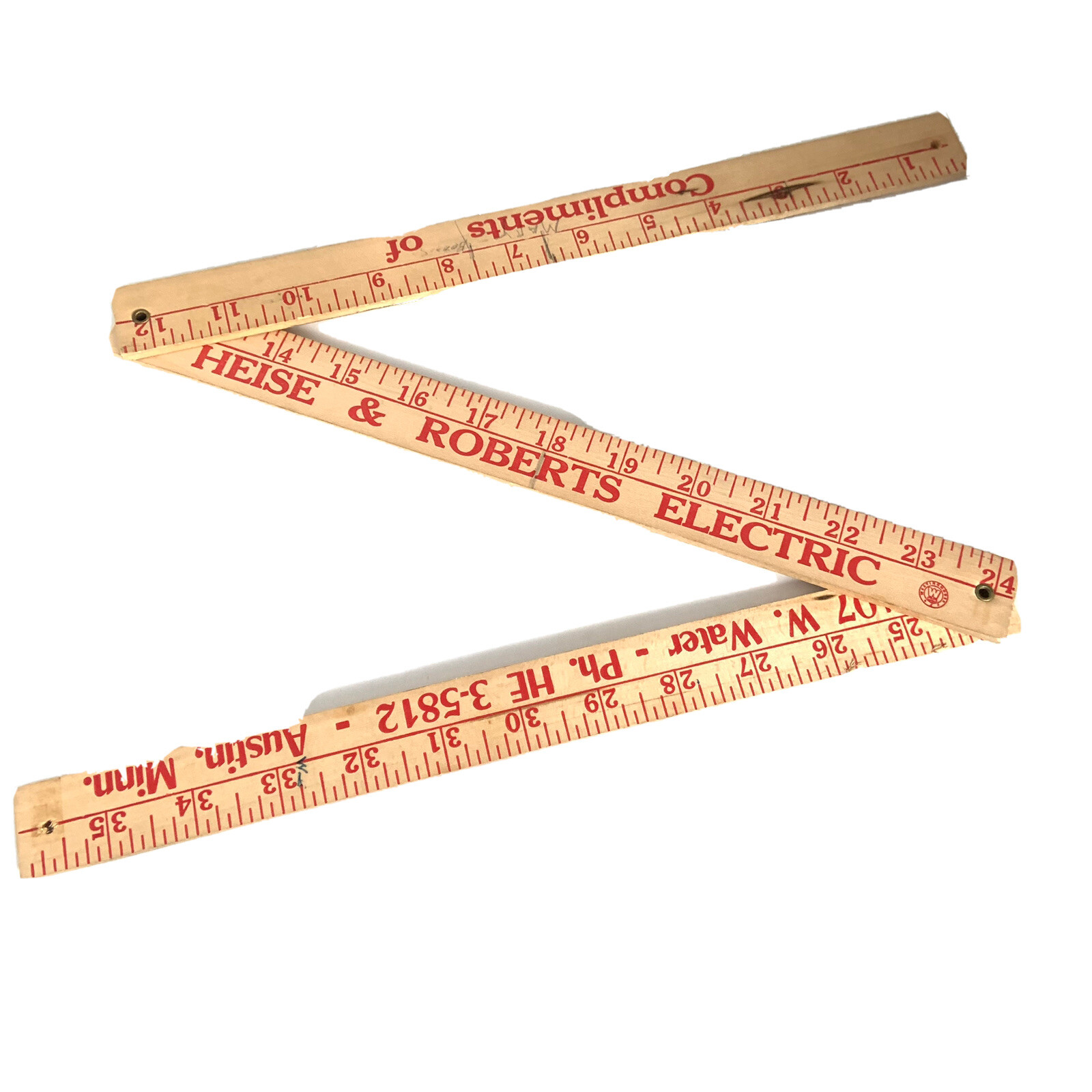 Vintage Advertising Wooden Folding Yard Stick Heise & Roberts Electric ...
