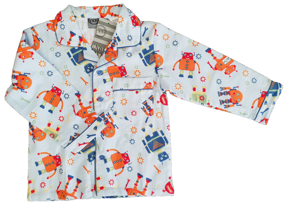 BNWT Boys Sz 4 Under Cover Crew Sky Robot Long Flannel Winter Style PJ ...