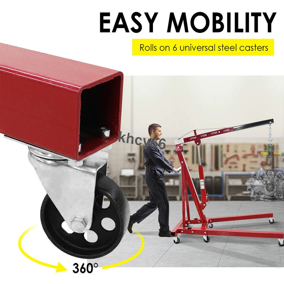 2 Ton Hydraulic Folding Engine Crane Hoist Lift Jack &1000lbs 450kg ...