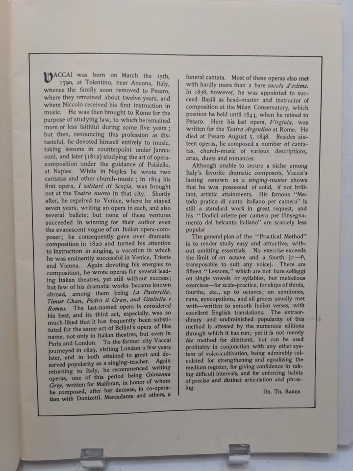 VACCAI Practical Method Sheet Music Song Book Self Teach Schirmers ...