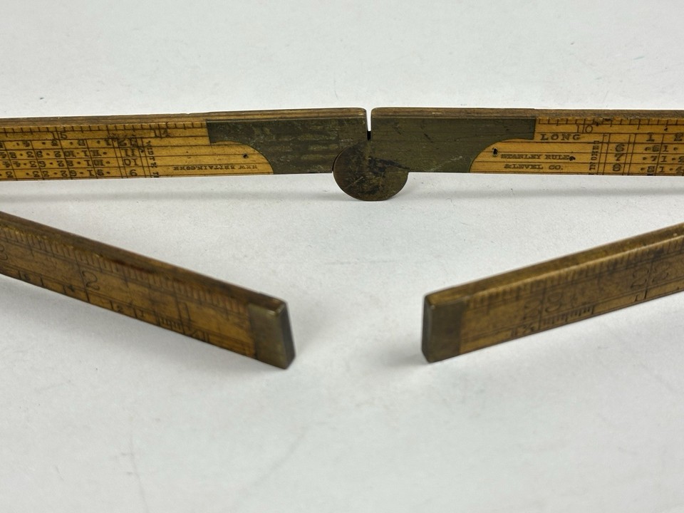 Stanley 81 Folding Ruler 24" Boxwood & Brass Carpentry Tool Vintage New ...