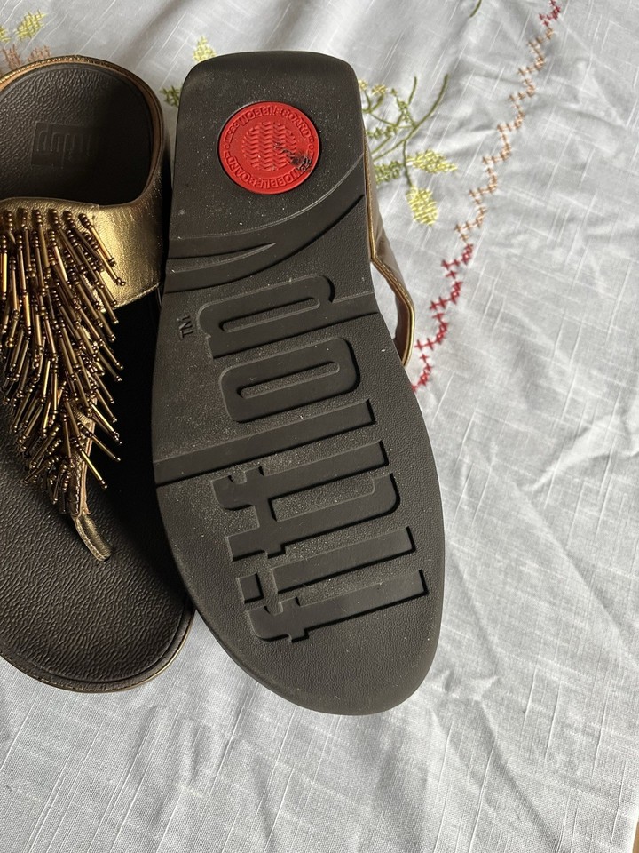 FitFlop Women's Rumba Beaded Toe-Post Sandals Rose Gold Shoes Size 9 | eBay