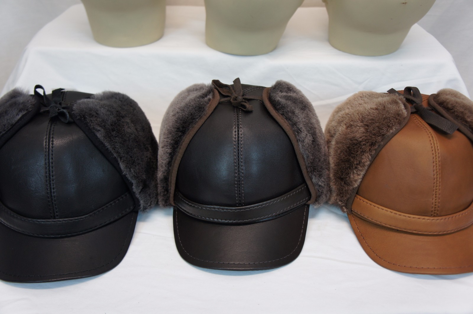 100% Sheepskin Shearling Leather Fur Elmer Fudd Aviator Captain Trapper ...