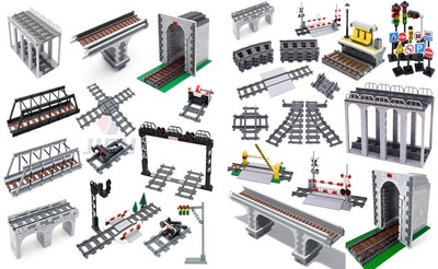 Train Tunnel Bridge Traffic Track Rail Station Switch Building Block ...