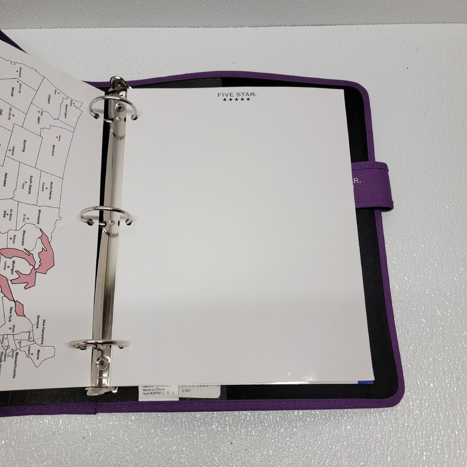 Vintage 90s Mead Purple Design Fabric 3 Ring Binder with Inserts Hook ...