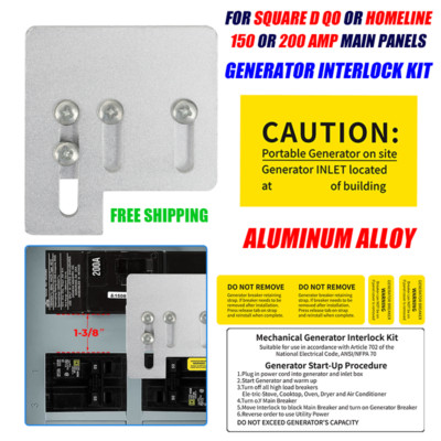Generator Interlock Kit For Square D QO / Homeline 150 & 200 Amp Panels ...