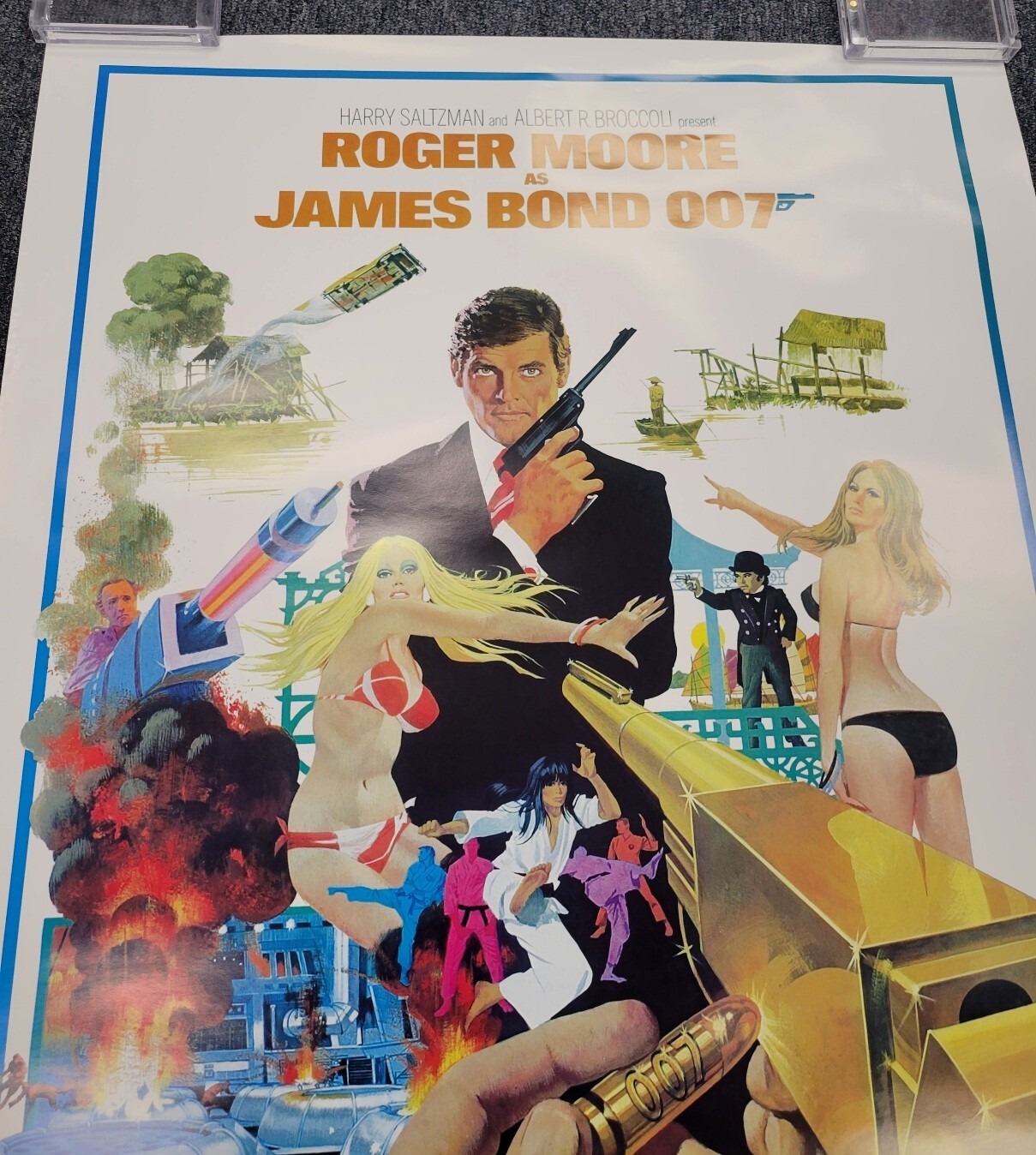 ROGER MOORE signed The Man With the Golden Gun 24x36 movie poster PSA ...
