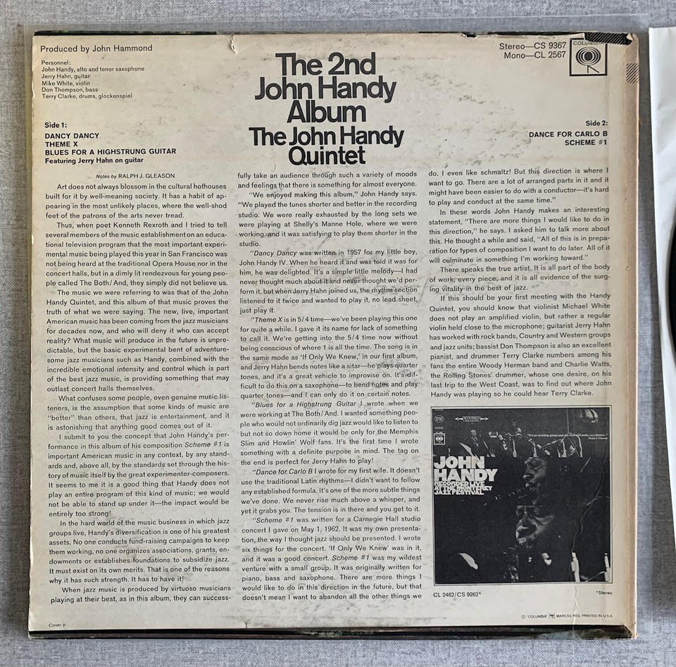 THE 2ND JOHN HANDY ALBUM CS 9367 STEREO LP | eBay