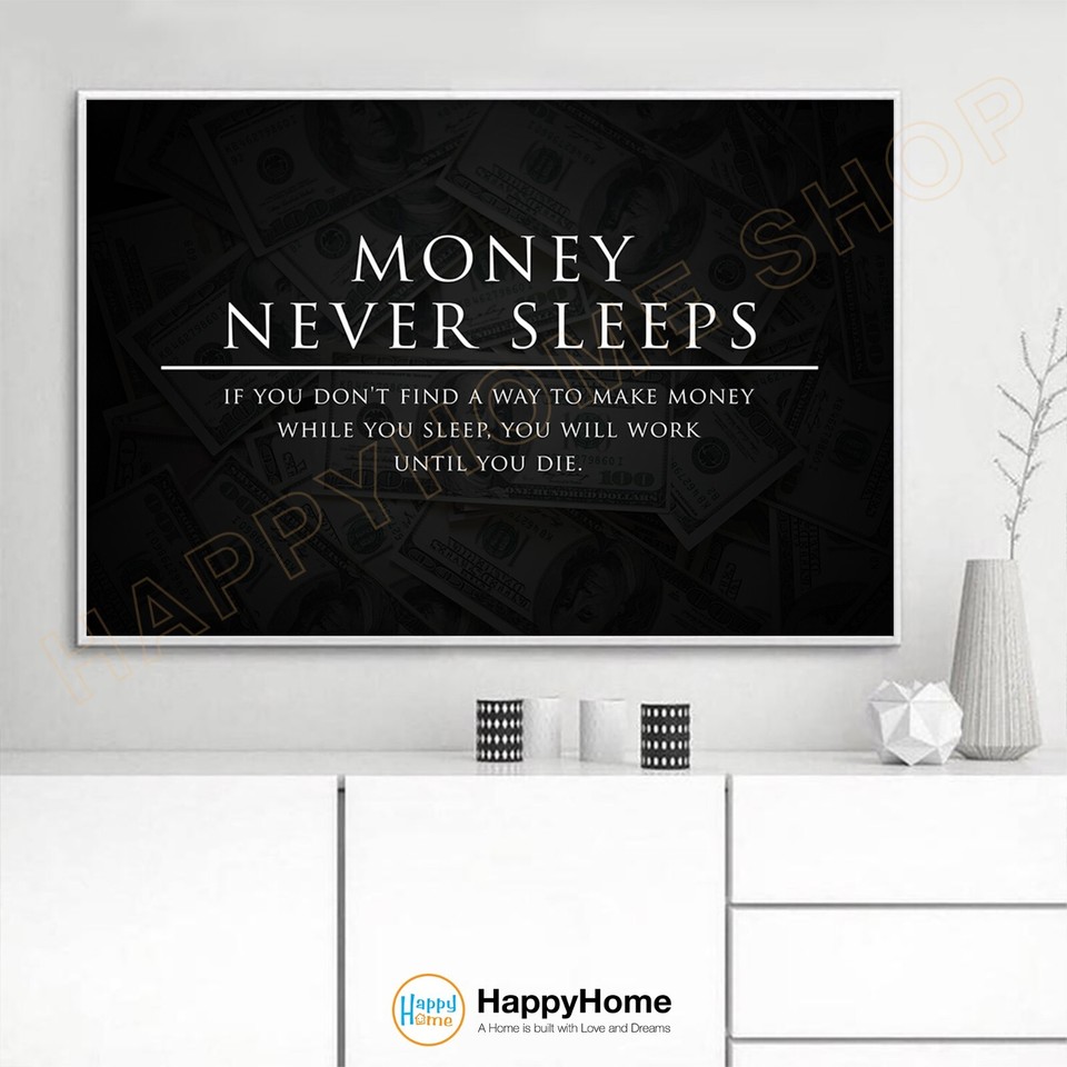 Money Never Sleeps Wall Art Warren Buffett Quote Investing Rule Print ...