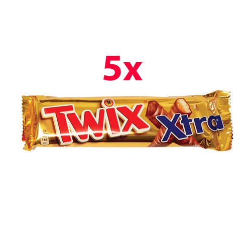 5 TWIX XTRA Chocolate Bars Biscuit & Caramel Flavor Sticks 75g 2.65oz ...