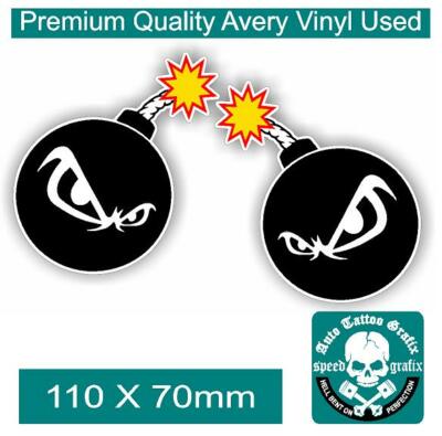 ANGRY BOMB Decal Sticker X2 Vintage RALLY DRIFT JDM Garage Hot Rod ...
