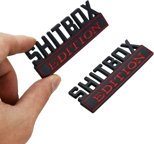 2PCS SHITBOX EDITION Car Emblem Badge 3D Sticker Fender Badge Decal ...