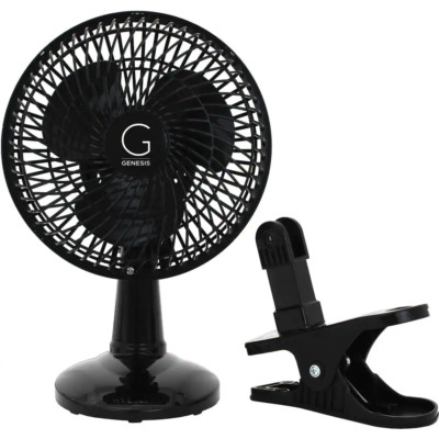 Genesis 6-Inch Clip Convertible Table-Top Clip Fan Two Quiet Speeds ...