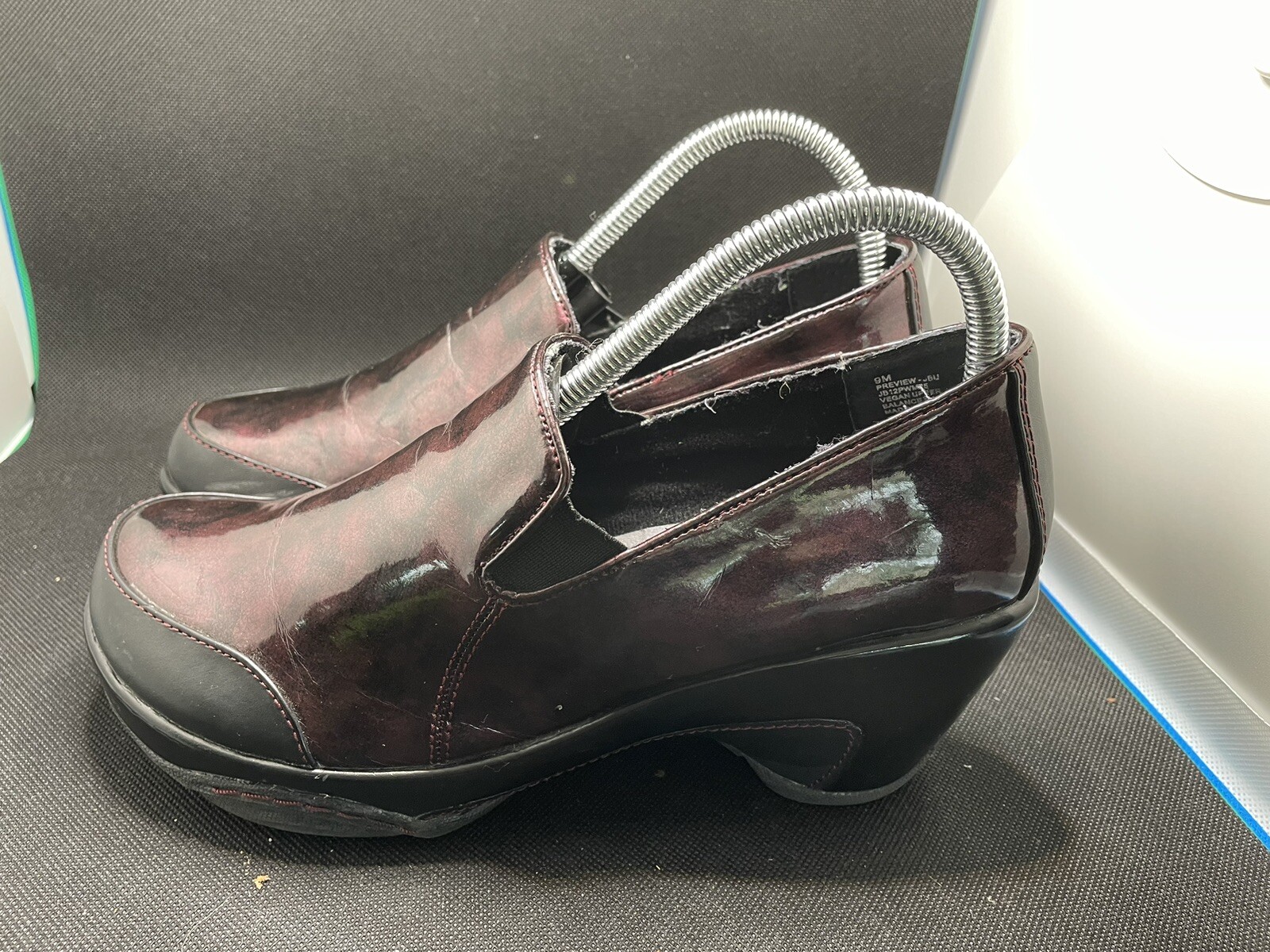 JBU Jambu Adventure On Black Purple Mix Vegan Patent Leather Work Clogs ...