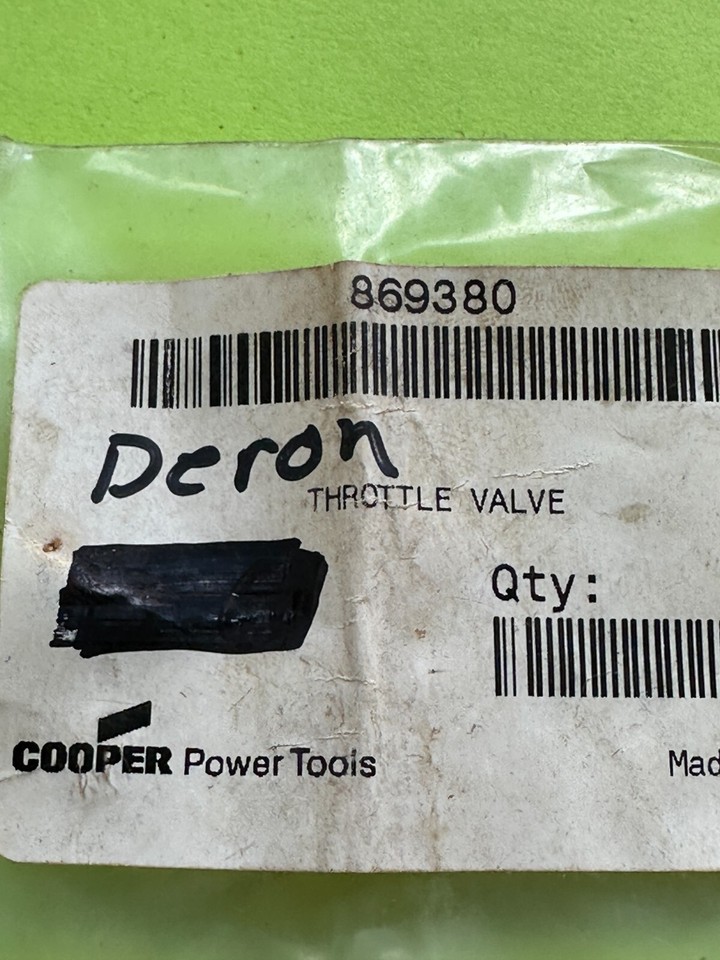 Cooper Power Tools CLECO Throttle Valve 869380 -New Old Stock Fast Ship ...