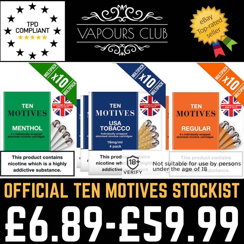 Ten Motives Tobacco & Menthol Refill Cartridges | Inc Starter Kit & 1 ...
