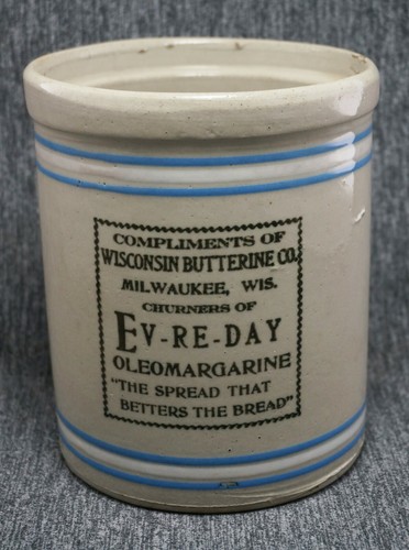 Wisconsin Butterine EV-RE-DAY Oleomargarine Stoneware CROCK - Blue ...
