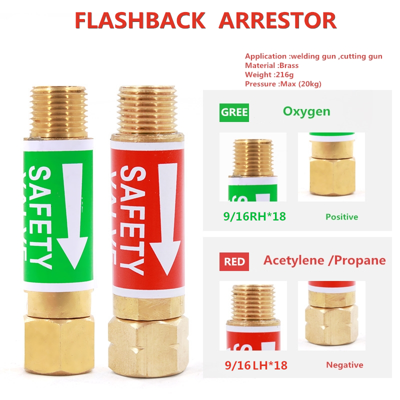 Oxygen Acetylene Flashback Arrestors Set Torch End 9/16 -18 Threads B ...