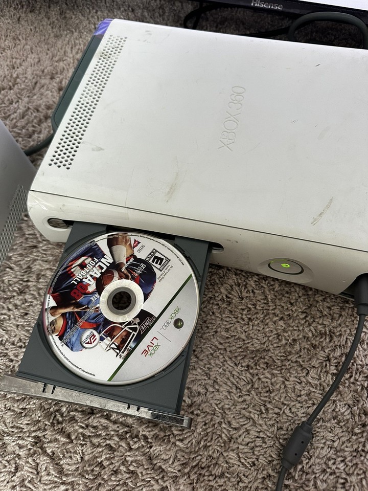 Microsoft Xbox 360 White 60GB HDD Tested Working Cracked, Disc Tray ...