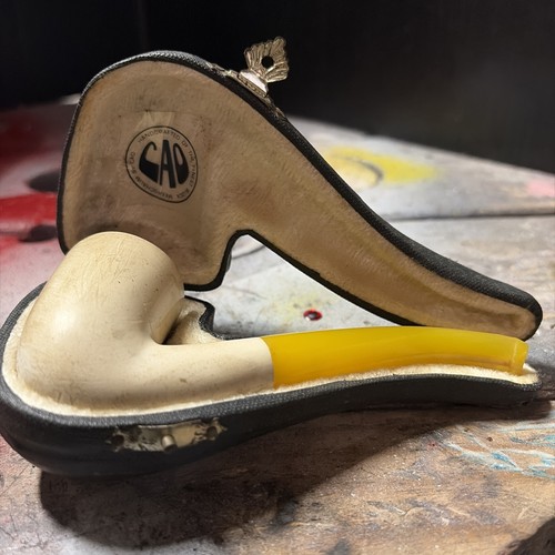 CAO MEERSCHAUM PIPE W/ CASE. BENT BALL, LONG SHANK READ | eBay