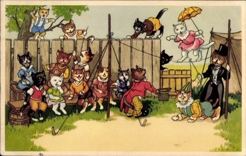 Postcard Humanized Cats, Acrobats, Tightrope Walk - 11212365 | eBay