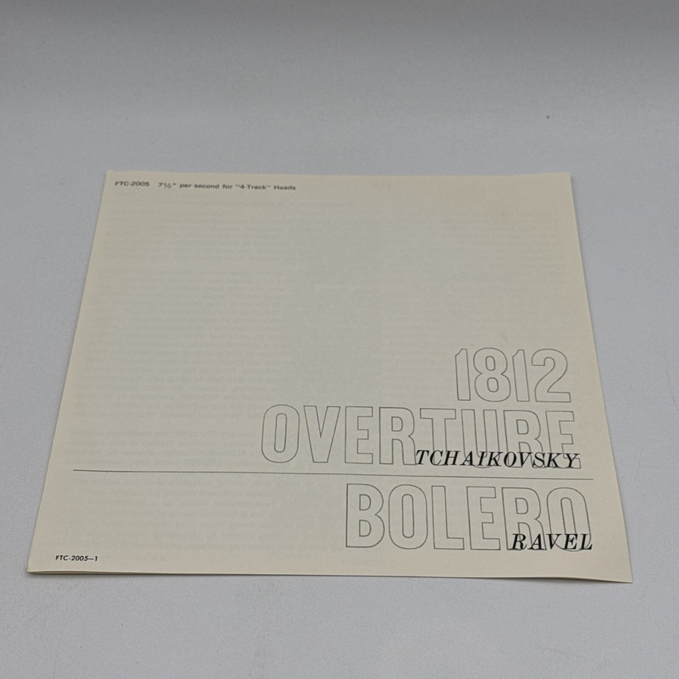 Morton Gould Tchaikovsky Ravel 1812 Overture Reel to Reel RCA 7.5 ips ...