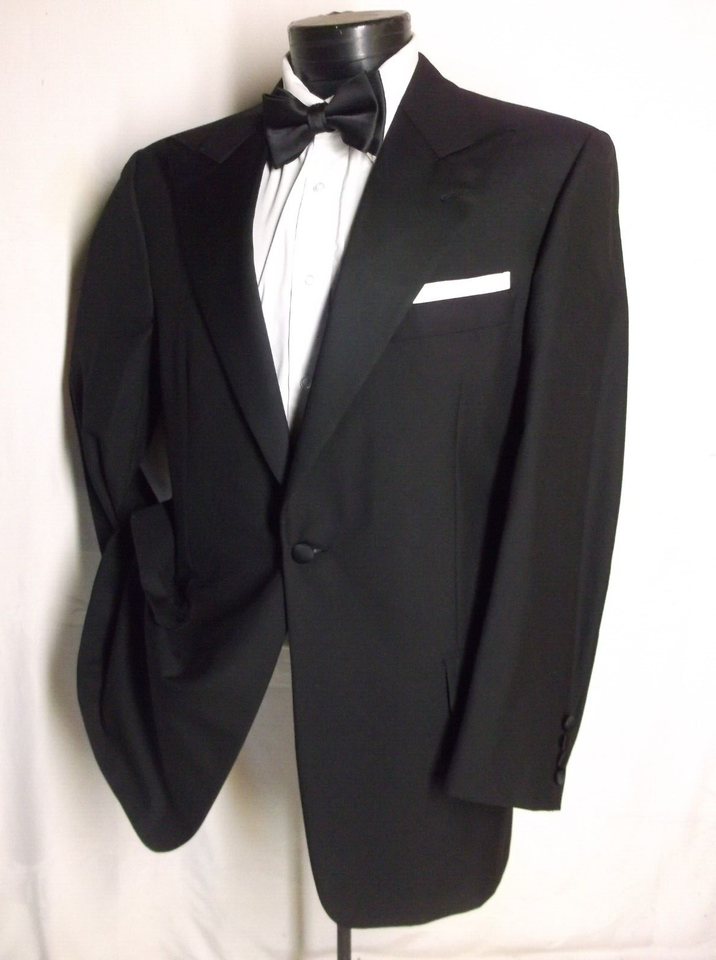 Hickey Freeman Men's 1-Button Tuxedo Blazer Jacket Black Peak Label ...