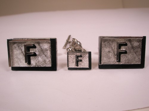 F Monogram Initial Letter Vintage SWANK Cuff Links & Tie Tack frank ...