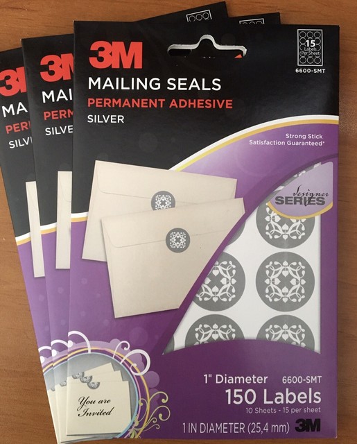 3M Mailing Seals Silver Permanent Adhesive 150 Labels 6600 SMT 1 ...