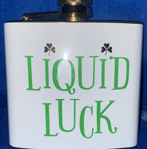 Stainless Steel Liquid Luck 5 Oz Flask White Green& Gold St Patrick’s ...