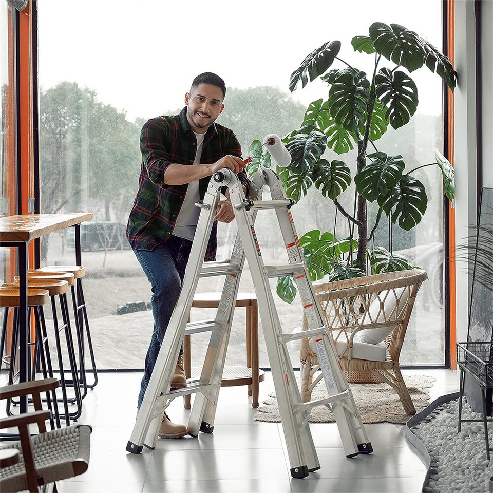 17Ft Little Giant Ladder Folding Extension Stepladder Aluminum Multi ...