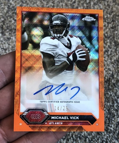 Michael Vick Auto /25 2023 Topps Composite Chrome Orange Wave Refractor ...
