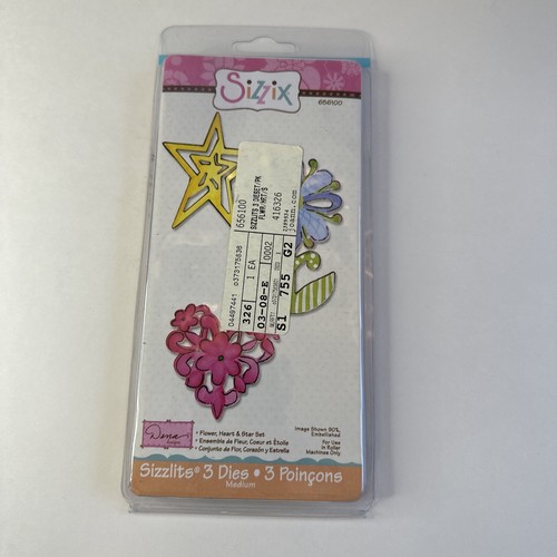 CLEARANCE SIZZIX Sizzlits Die #656100 ( 3 ) Die set Flower, Heart, and ...